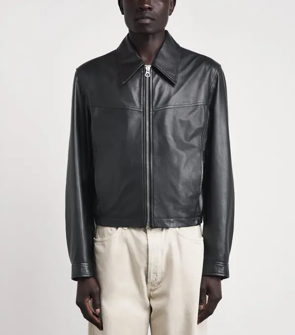 LEMAIRE Waxed Leather Biker Jacket