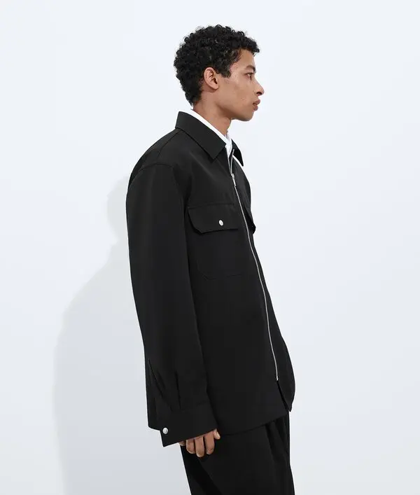 Bottega Veneta Wool Grain De Poudre Overshirt - Double Black