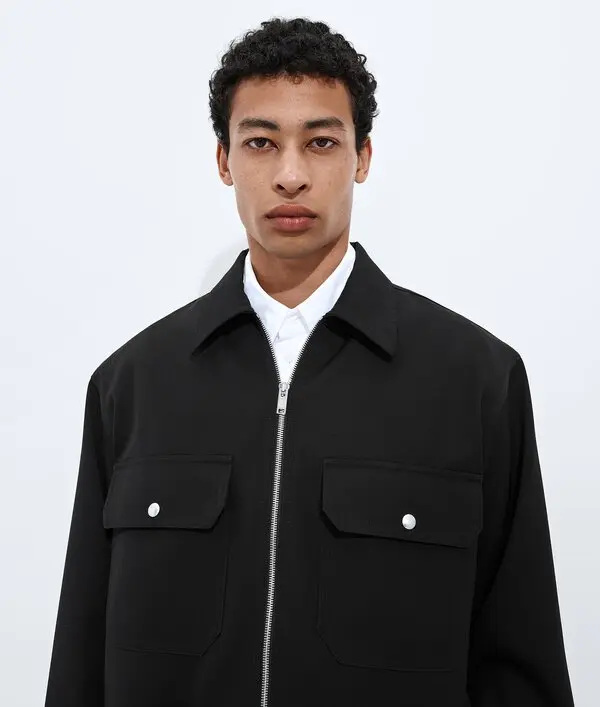 Bottega Veneta Wool Grain De Poudre Overshirt - Double Black