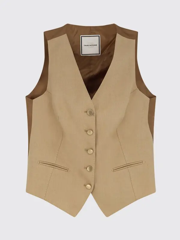 Tagliatore Single-breasted Linen Waistcoat - Beige