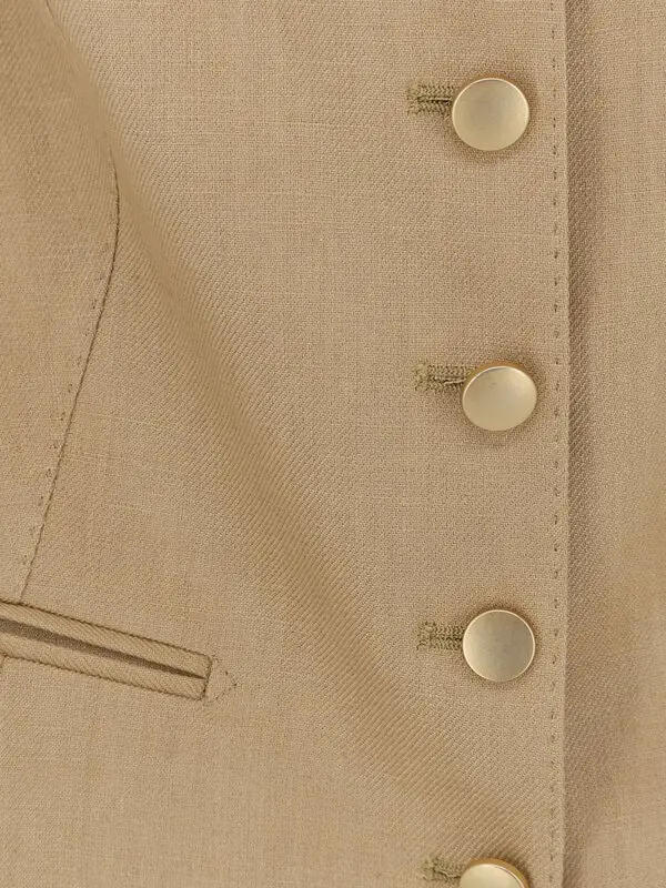 Tagliatore Single-breasted Linen Waistcoat - Beige