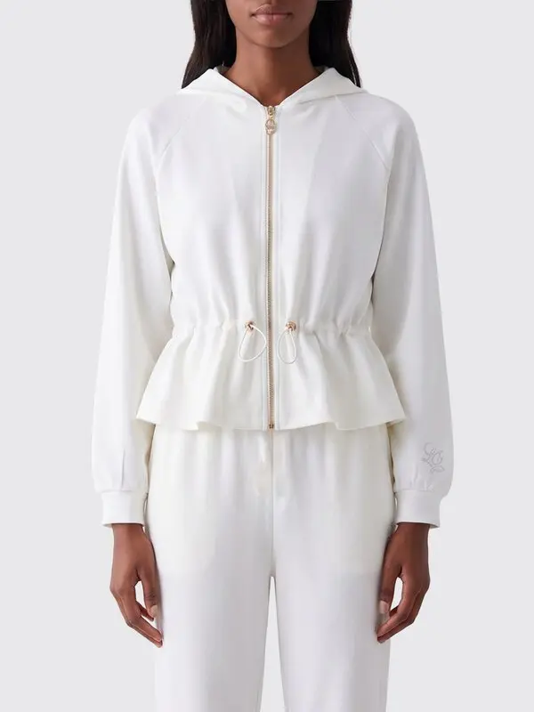 Liu Jo Hooded Sweatshirt In Modal And Polyester - White