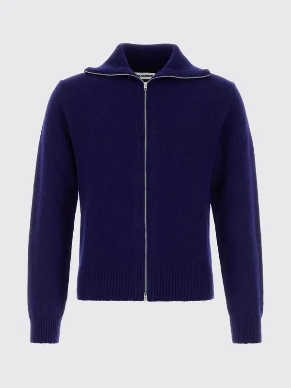 JIL SANDER Wool Blend Zip-up Cardigan - Ink