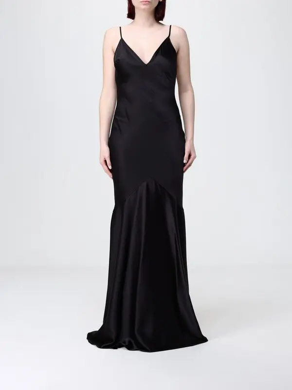 Elisabetta Franchi Satin Maxi Dress - Black