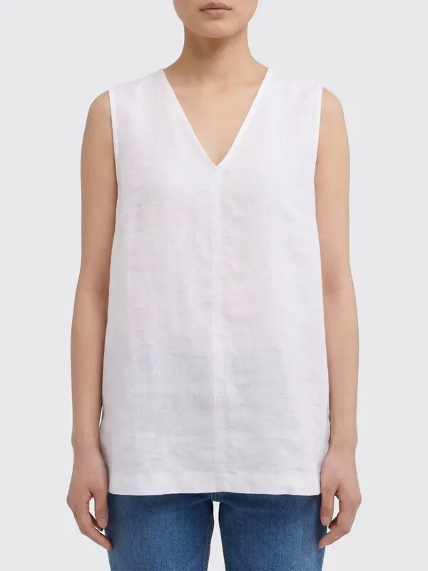 Aspesi V-neck Linen Top - White