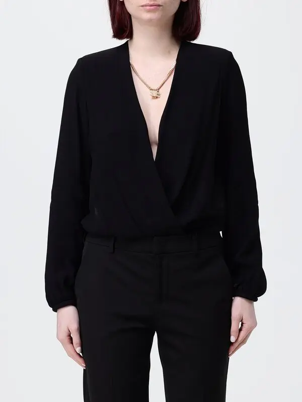 Elisabetta Franchi Georgette Bodysuit Blouse - Black