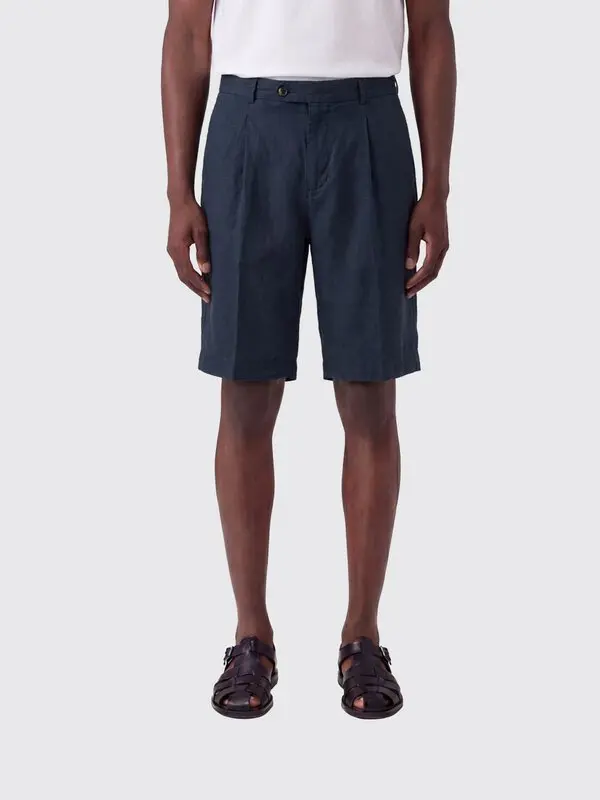 PT TORINO Linen And Cotton Blend Chino Shorts - Blue