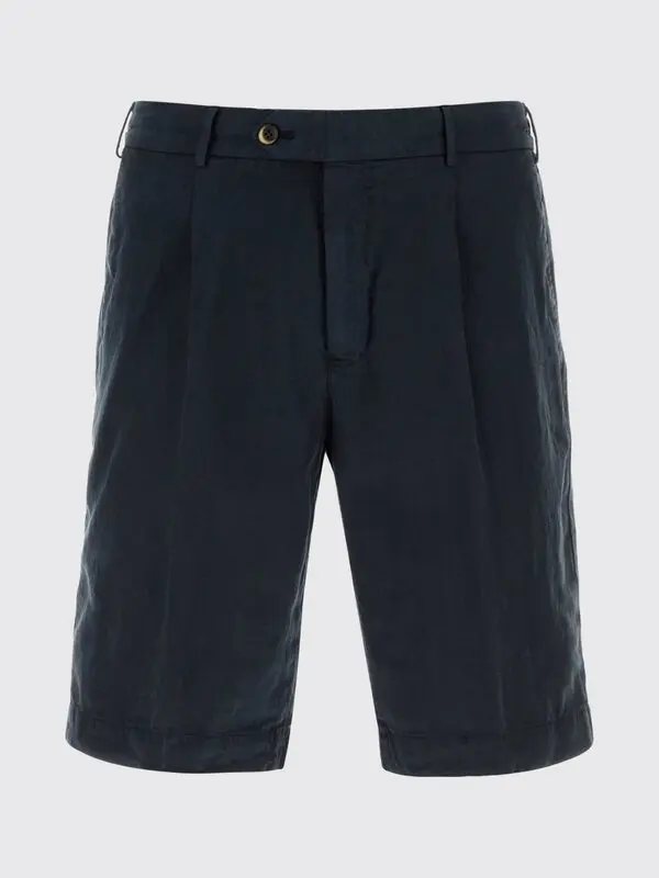 PT TORINO Linen And Cotton Blend Chino Shorts - Blue