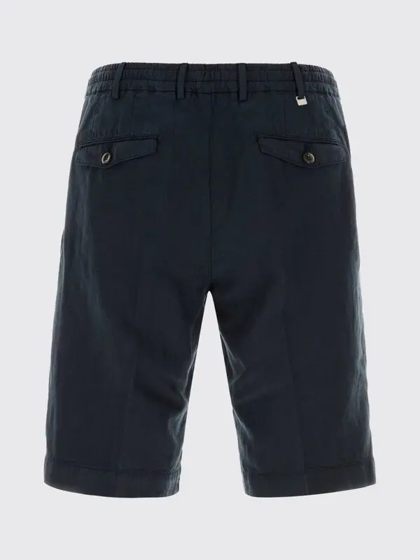 PT TORINO Linen And Cotton Blend Chino Shorts - Blue