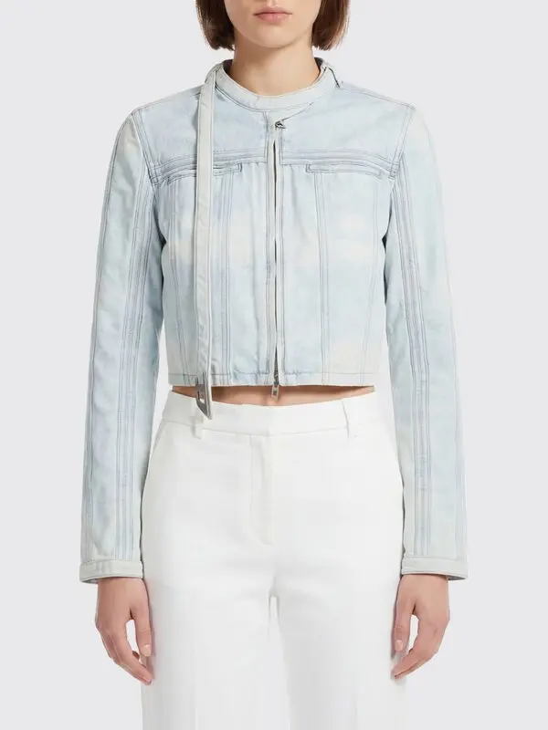 DIESEL® Cropped Denim Jacket With Zip Closure - Blue
