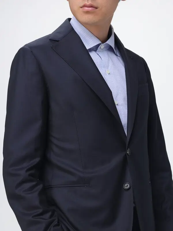 LUIGI BORRELLI Single-breasted Virgin Wool Suit - Navy