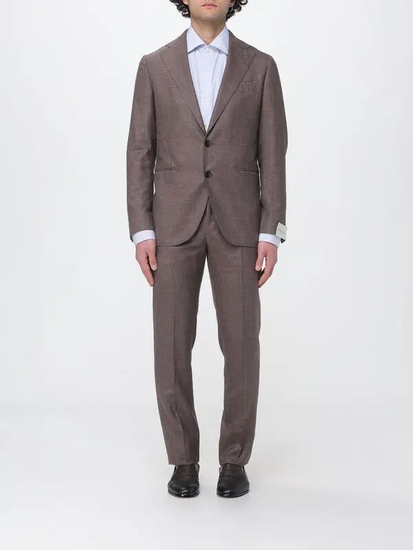 LUIGI BORRELLI Single-breasted Virgin Wool Blend Suit - Brown