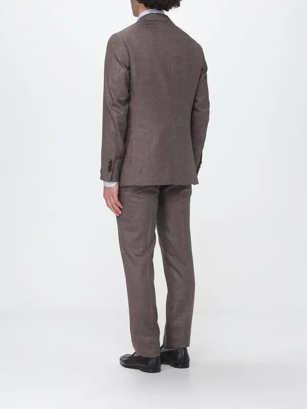 LUIGI BORRELLI Single-breasted Virgin Wool Blend Suit - Brown