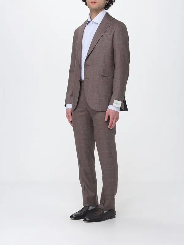 LUIGI BORRELLI Single-breasted Virgin Wool Blend Suit - Brown
