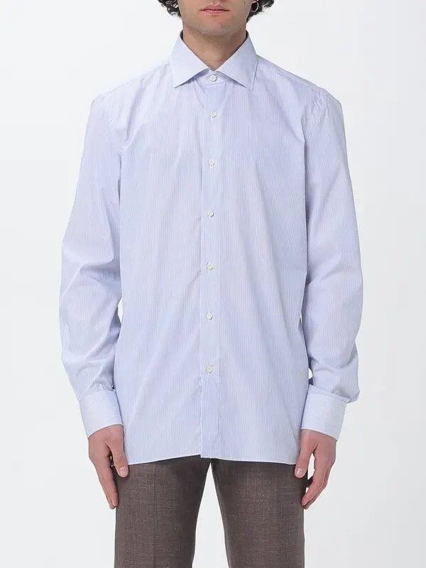 LUIGI BORRELLI Striped Cotton Shirt - Gnawed Blue