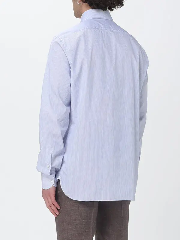 LUIGI BORRELLI Striped Cotton Shirt - Gnawed Blue