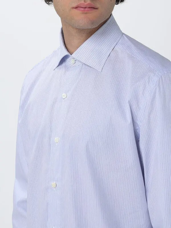 LUIGI BORRELLI Striped Cotton Shirt - Gnawed Blue