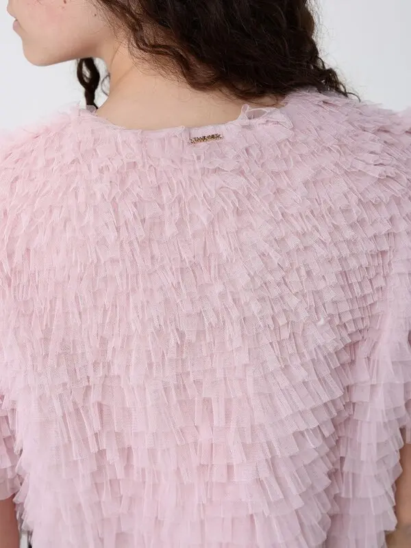 TWINSET Cropped Tulle Jacket With Ruffles - Pink