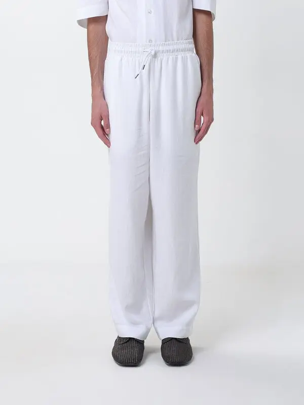 Emporio Armani Wide Leg Drawstring Trousers - White