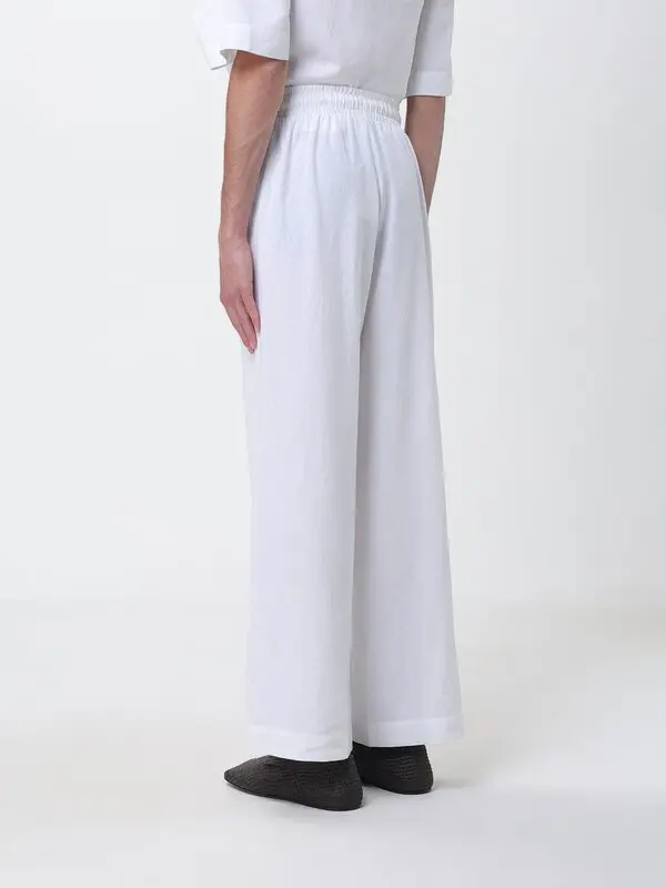 Emporio Armani Wide Leg Drawstring Trousers - White