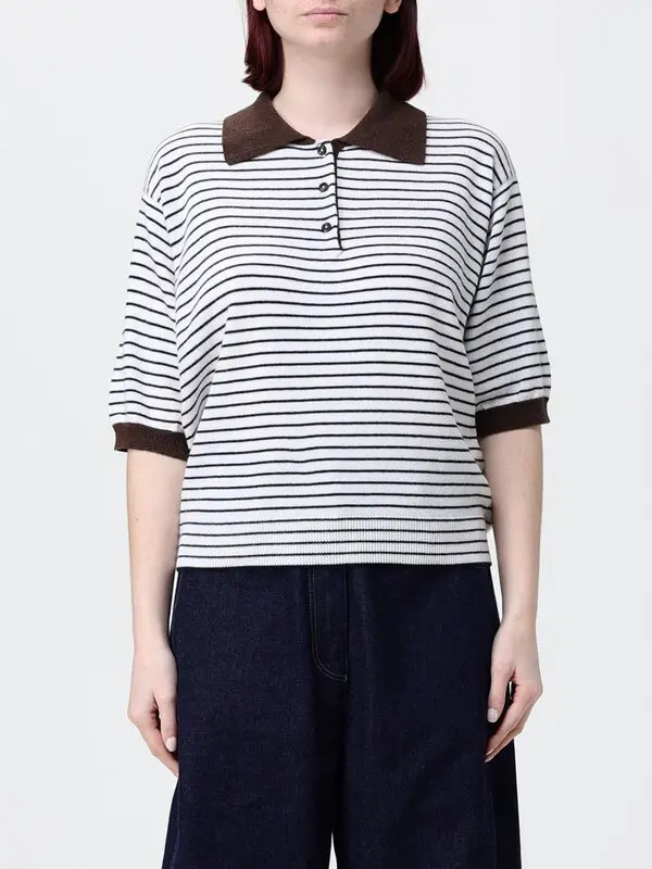 CORDERA Striped Knit Polo Shirt