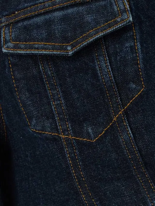 Alaïa Cropped Denim Jacket With Hooded Collar