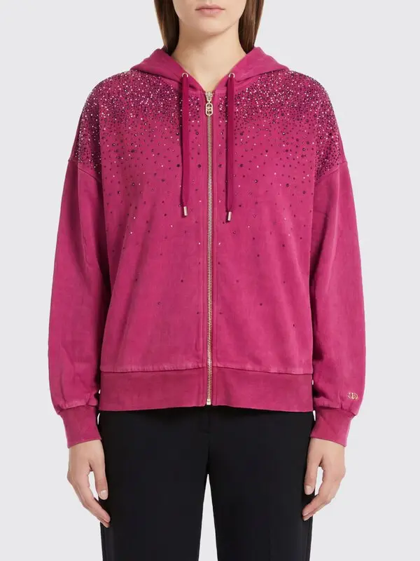 Liu Jo Zip-up Hoodie With Rhinestone Embellishments
