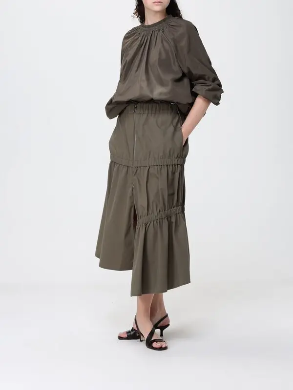 Tibi Asymmetrical Technical Fabric Midi Skirt