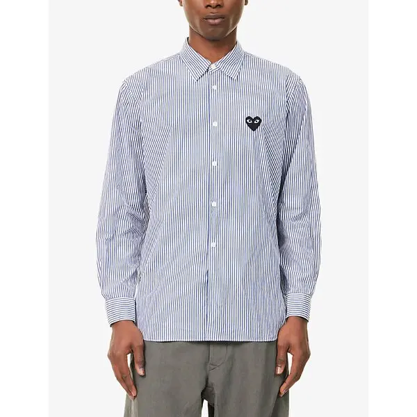 Play Comme Des Garcon Cdg Embroidered Heart Cotton Shirt