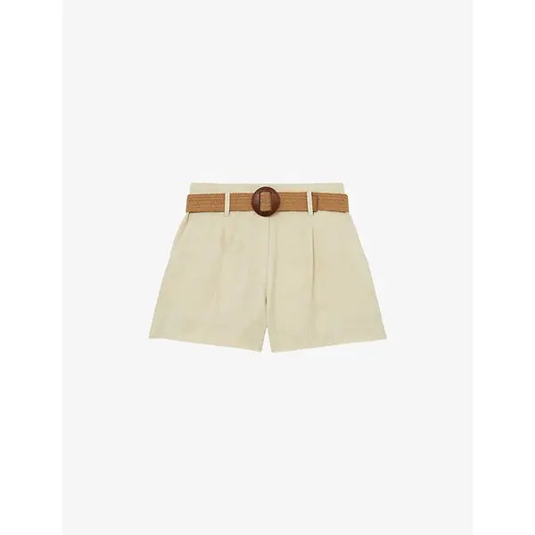 REISS Matilda Belted-waist Linen-blend Shorts