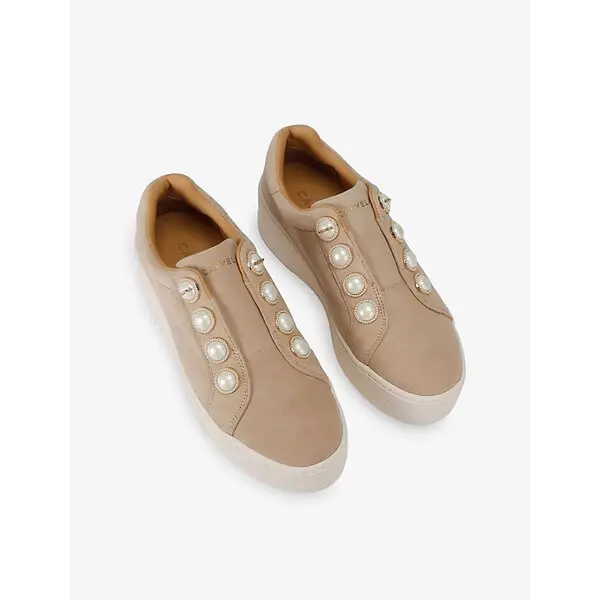 Carvela Connected Laceless Suede Trainers - Beige
