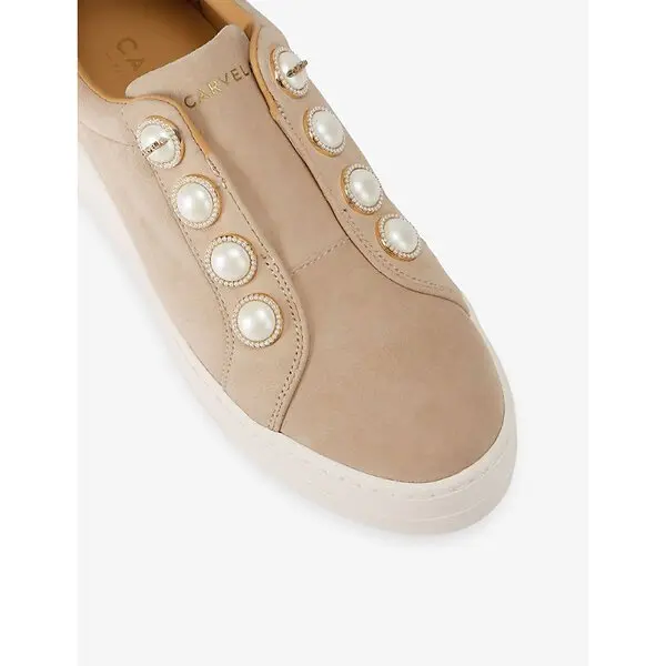 Carvela Connected Laceless Suede Trainers - Beige