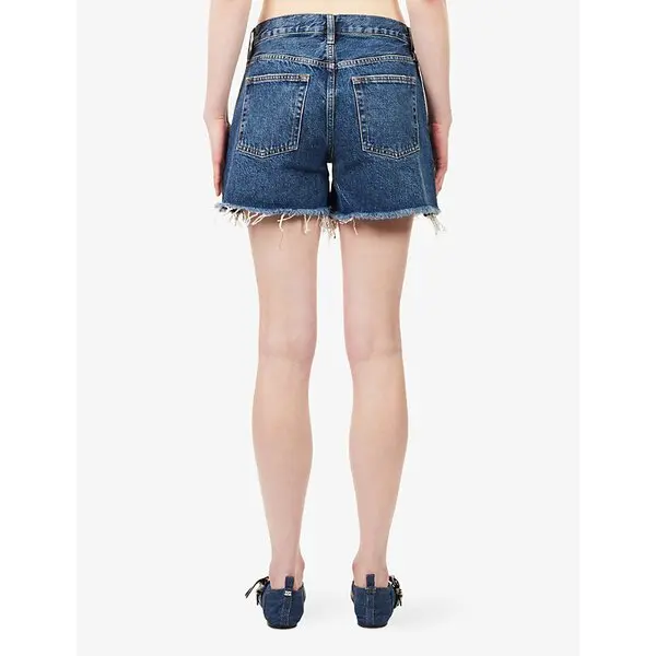 FRAME The Long Hang Mid-rise Denim Shorts