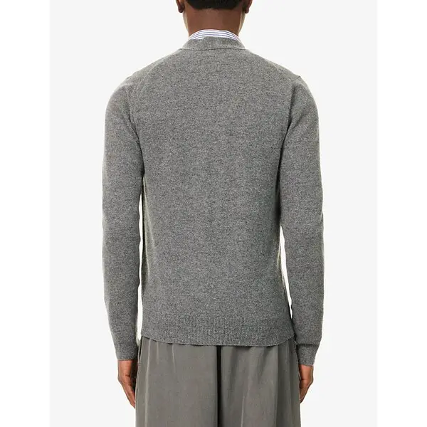 Play Comme Des Garcon Comme Des Garçons Play Embroidered Heart Brushed Wool Knit Cardigan