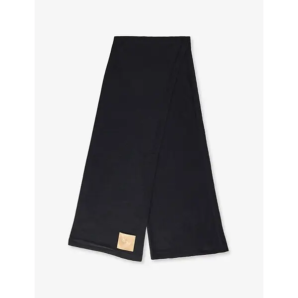 NOW YOU LIVE Branded Knitted Wool Wrap - Black