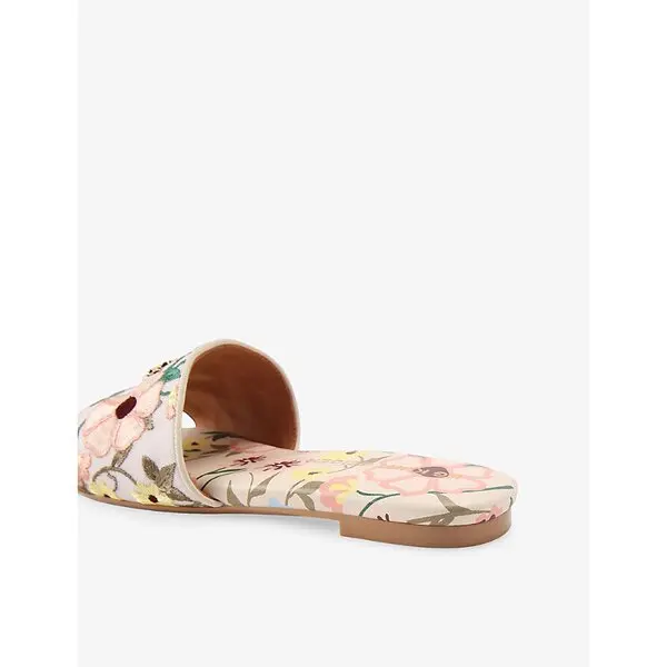 Kurt Geiger Rosetta Embroidered Flat Woven Sandals - White/oth