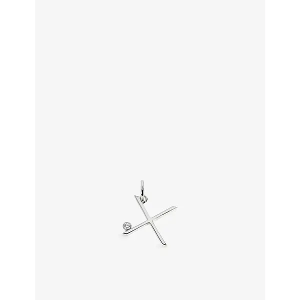 Monica Vinader Solitaire Diamond Initial X Pendant - Silver