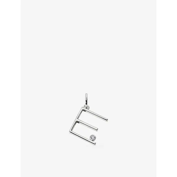 Monica Vinader Initial E Solitaire Lab-grown Diamond And Sterling Pendant Charm - Silver