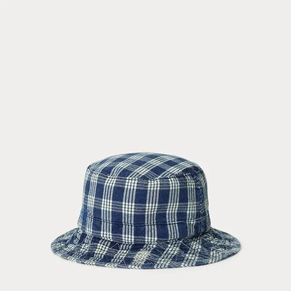 Ralph Lauren Indigo Plaid Oxford Bucket Hat - Indigo Multi