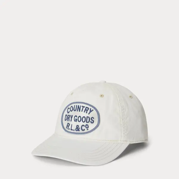 Ralph Lauren Embroidered-patch Herringbone Cap - White