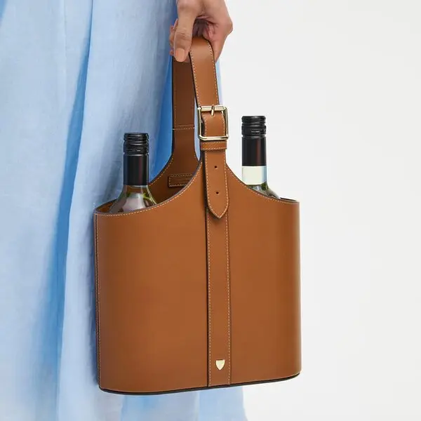 ASPINAL OF LONDON Deluxe Leather Duo Wine Bottle Carrier