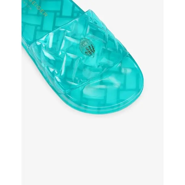 Kurt Geiger Meena Jelly Sliders With Eagle Head Embellishment - Green