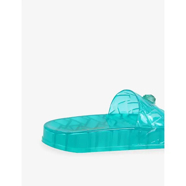 Kurt Geiger Meena Jelly Sliders With Eagle Head Embellishment - Green