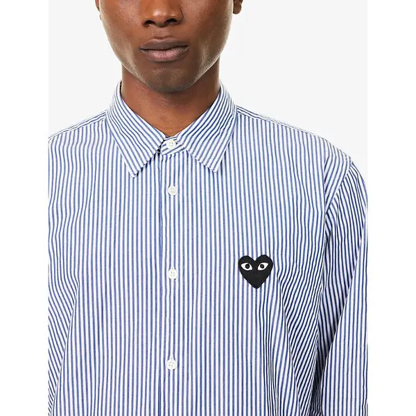 Play Comme Des Garcon Cdg Embroidered Heart Cotton Shirt - Stripe