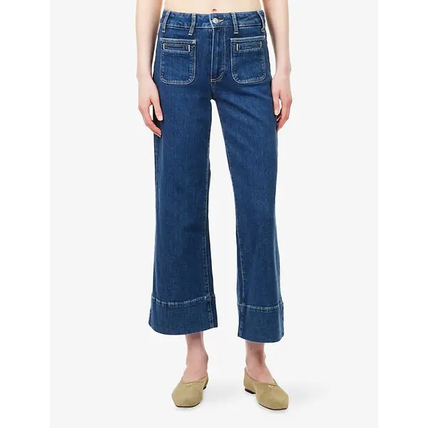 Paige Anessa High-rise Wide-leg Denim Jeans - Navigator