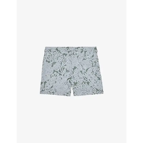 REISS Fallow Paisley-print Swim Shorts - Sage Green