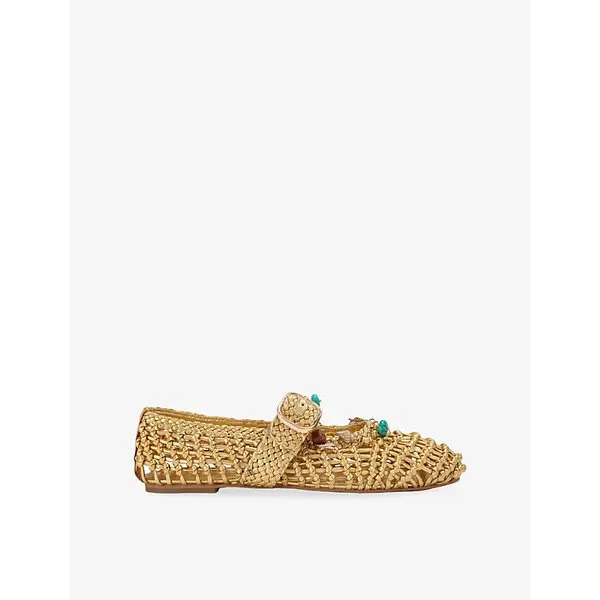 Kurt Geiger Naomi Charm Leather Ballet Flats - Gold