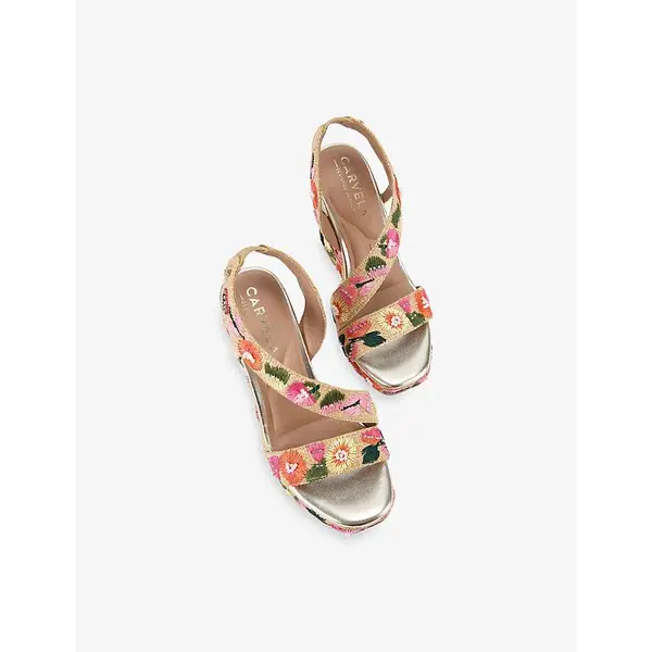 Carvela Gala Embroidered Wedge Sandals