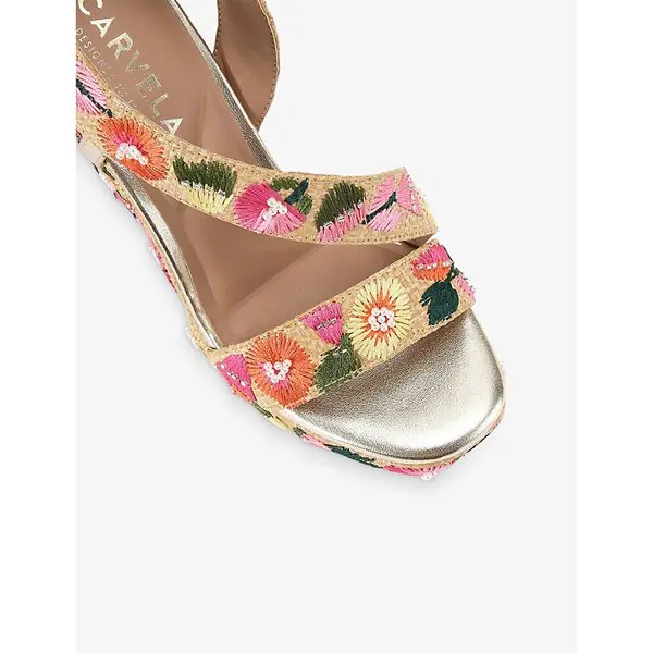Carvela Gala Embroidered Wedge Sandals