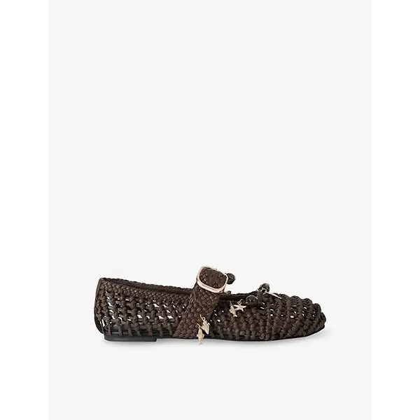Kurt Geiger Naomi Charm Leather Ballet Flats - Brown
